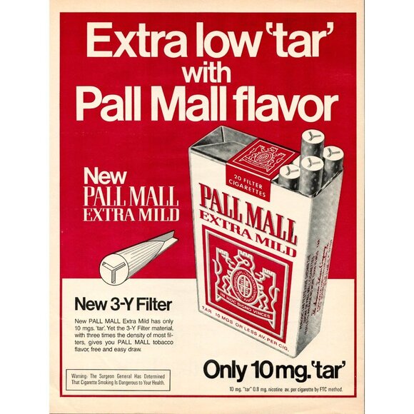 Pall Mall | Wall Decor | 972 Pall Mall Extra Mild Cigarettes Vintage ...